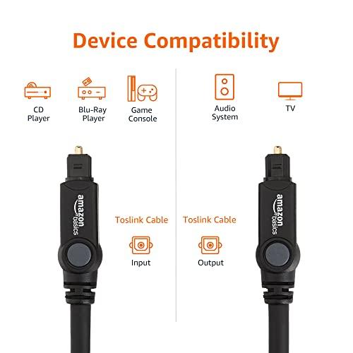 Amazon Basics Cable de audio óptico digital Toslink, multicanal, para ...