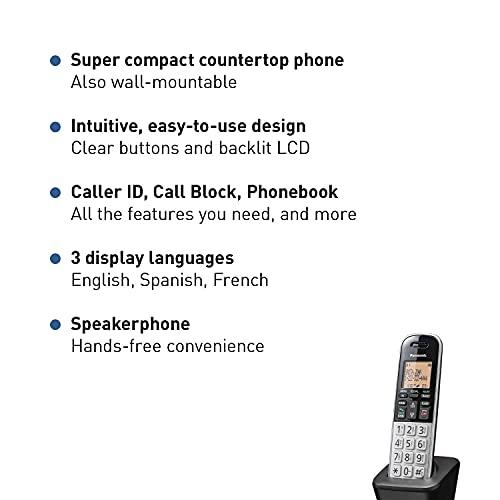 Panasonic Compact Cordless Phone with DECT 6.0, 1.6 Amber LCD and ...