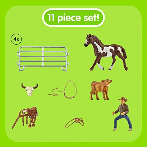 Schleich Farm World, Rodeo Toys for Kids, Team Roping with Cowboy, Cow ...