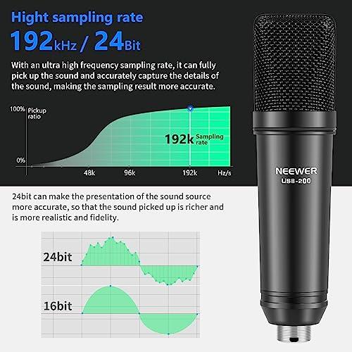 Neewer USB Microphone Kit for PC Computer, 192KHz/24Bit Plug Play ...