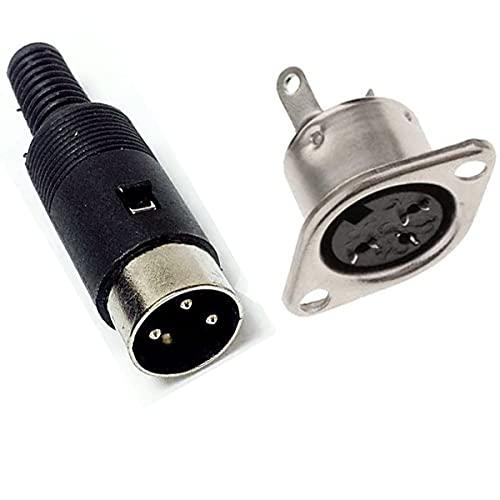 Conector macho DIN de 3 pines + Adaptador hembra Montaje en panel Chasis Audio AV Soldadura ...