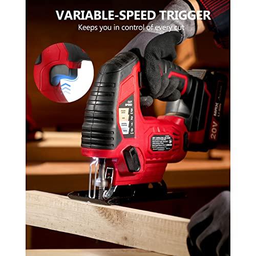AVID POWER Cordless Jig Saw, 20V Jigsaw with 2.0A Lithium-Ion Battery ...