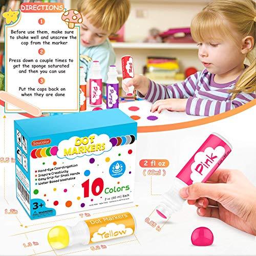 Soucolor Marcadores de puntos lavables para niños pequeños en edad ...