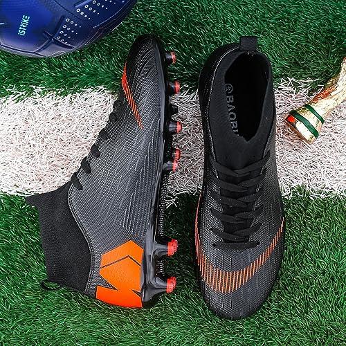 XJIODF Mens Soccer Shoes High-Tops Lace-Up Non-Slip Spikes Indoor ...