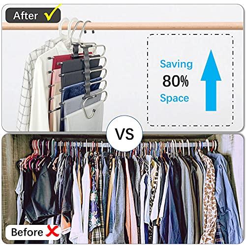 Magic Pants Hangers Space Saving - 2 Pack for Closet Multiple Layers ...