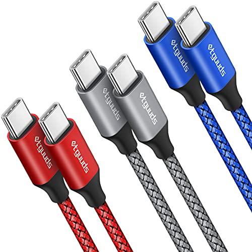etguuds USB C to USB C Cable [6ft, 3-Pack], PD 60W Fast Charge Type C to Type C Charging Cord ...