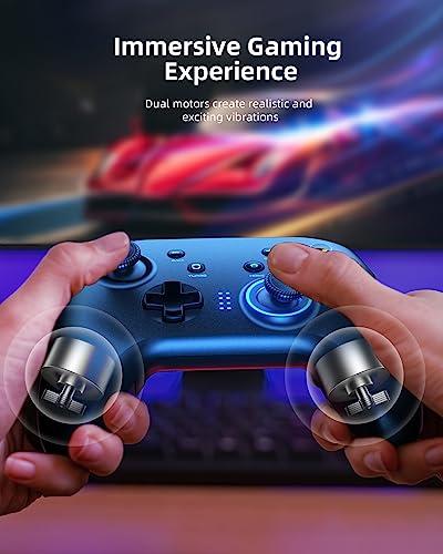 FORTY4 Wireless Gaming Controller, Dual-Vibration Joystick Gamepad Computer Game Controller for ...
