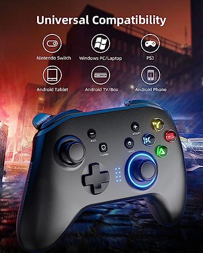 FORTY4 Wireless Gaming Controller, Dual-Vibration Joystick Gamepad Computer Game Controller for ...