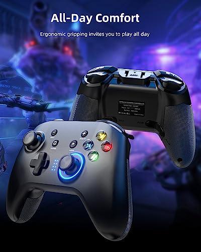 FORTY4 Wireless Gaming Controller, Dual-Vibration Joystick Gamepad Computer Game Controller for ...