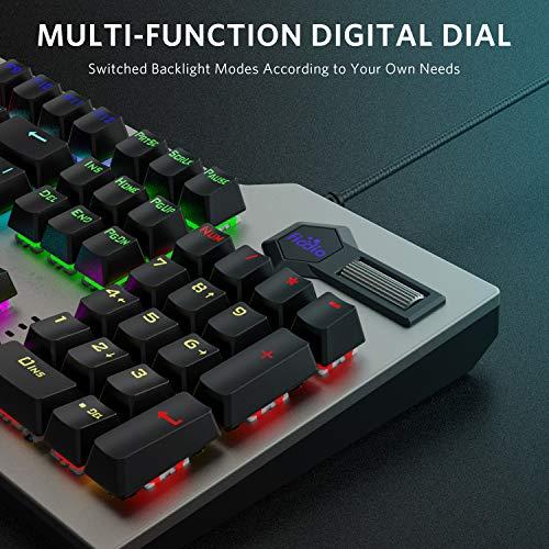 FIODIO Mechanical Gaming Keyboard, Wired RGB Rainbow Backlit Keyboard ...