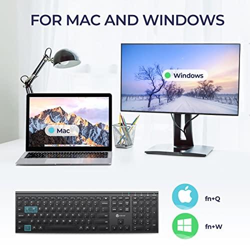iClever USB C Wireless Keyboard, 2.4G Silent Ultra Slim Full Size ...