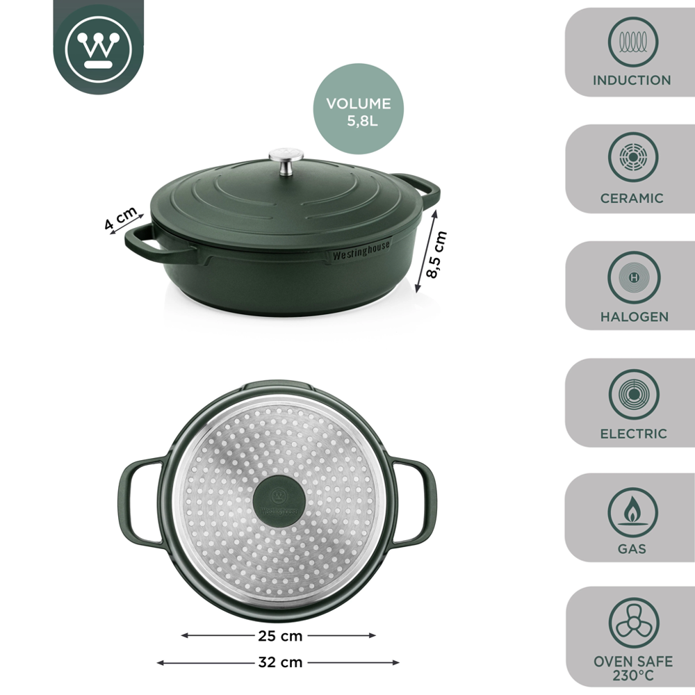 Westinghouse Olla Asadora Performance Verde 32Cm WCCC0095L32SG : Precio ...