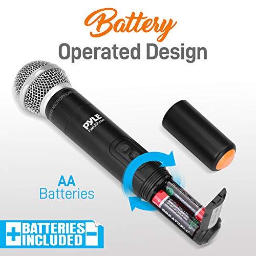 Pyle Portable UHF Wireless Microphone System - Battery Operated Dual Bluetooth Cordless ...