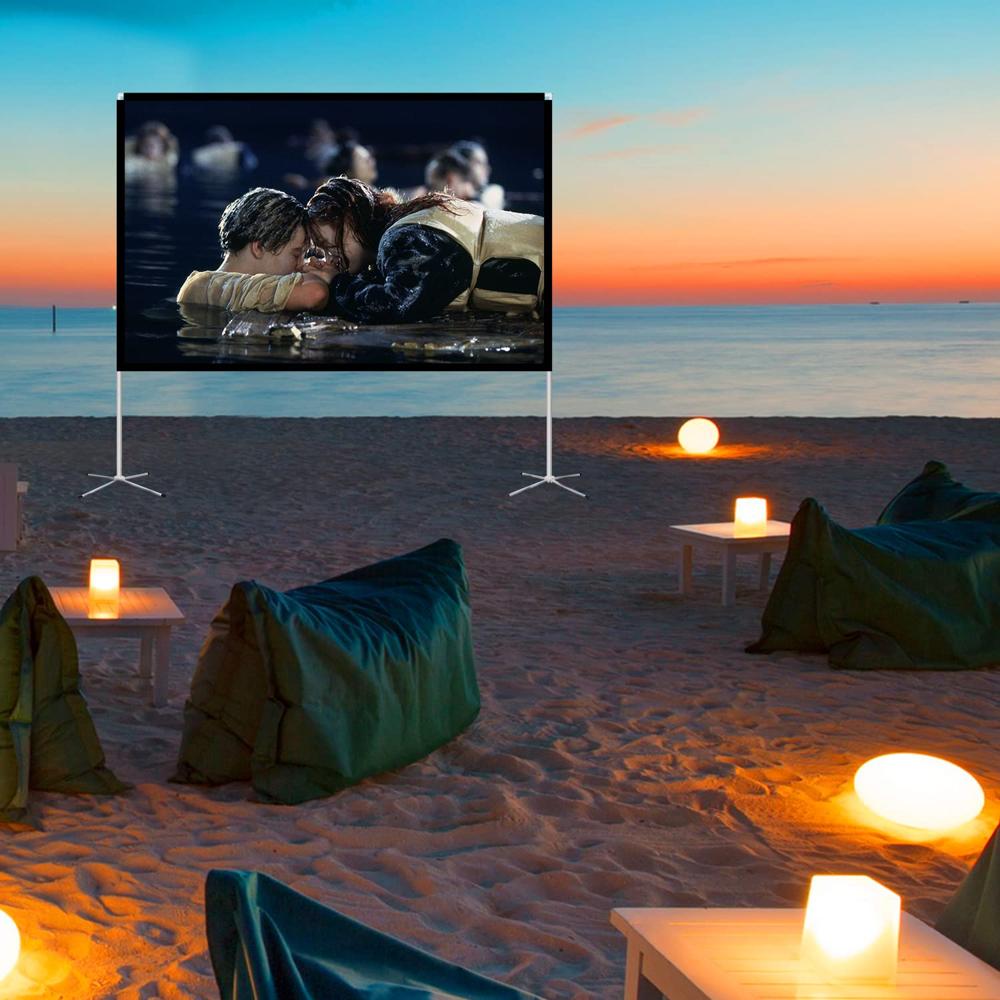 Projector Screen and Stand 100 Inch Portable Outdoor Projection Screen ...