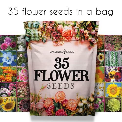 Flower Seeds Packets for Planting 35 Individual Varieties Perennial, Annual, Wildflower Seeds ...