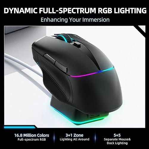 Machenike 8KHz Wireless Gaming Mouse with RGB Charging Dock,26,000 Dots Per Inch,PAW3395 Sensor ...