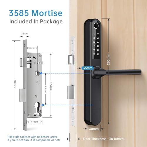 Slim Smart Door Lock with Handle: Smart Locks for Front Door ...