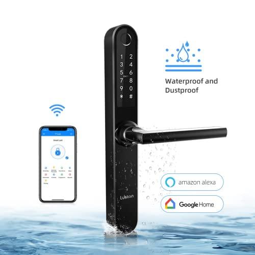 Slim Smart Door Lock with Handle: Smart Locks for Front Door - Stainless Steel Waterproof ...