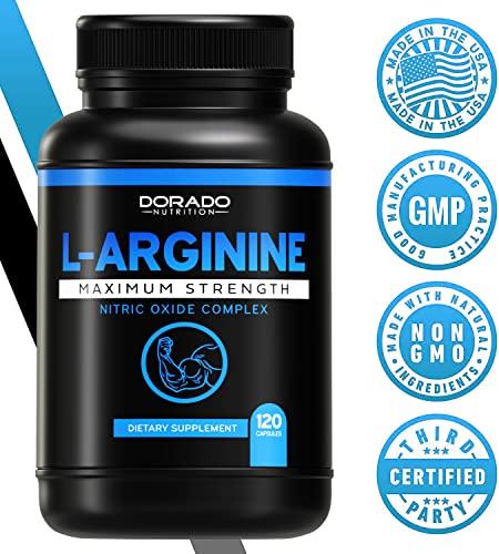 L Arginine 1600mg Supplement - (120 Capsules) - Nitric Oxide Complex ...