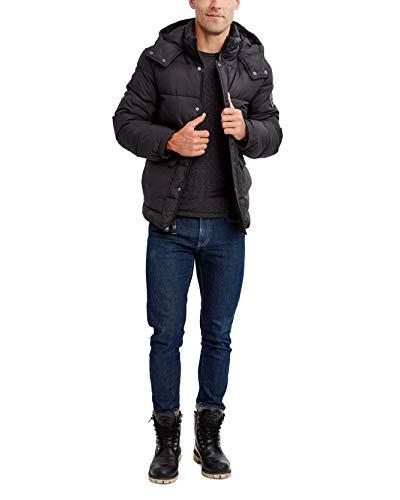 HFX Mens Puffer Jacket with Hood, Water and Wind Resistant, Black ...