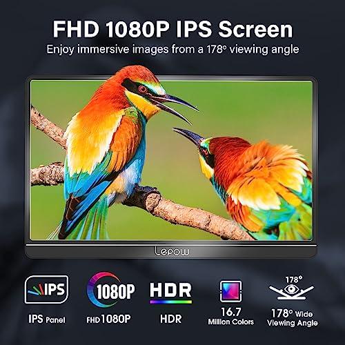 Lepow Portable Monitor Latest 15.6 Inch FHD 1080P Ultra Slim Computer ...