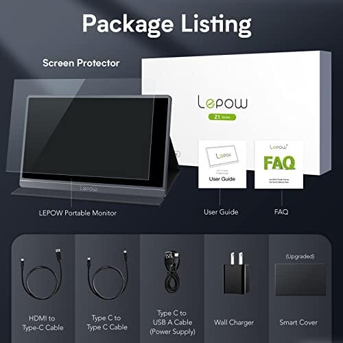 Lepow Portable Monitor Latest 15.6 Inch FHD 1080P Ultra Slim Computer ...