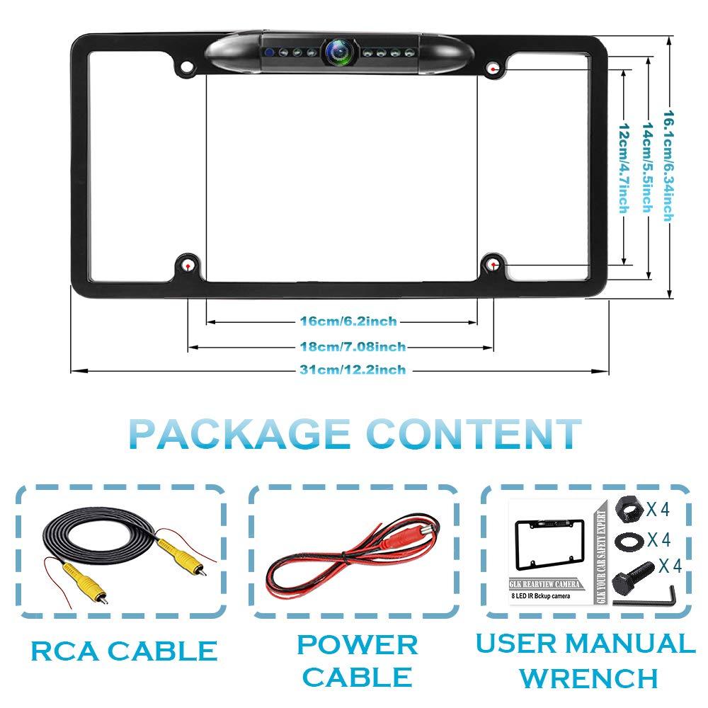 GLK License Plate Backup Camera HD Front Rear View Reverse Camera with ...