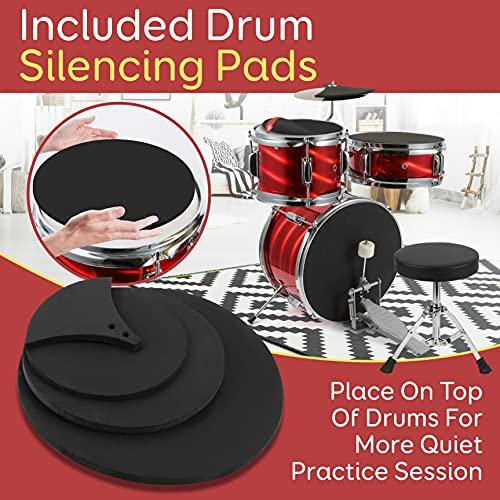 Pyle Kids Drum Set, 3 Piece Beginner Junior Drummer Kit with Cymbal ...