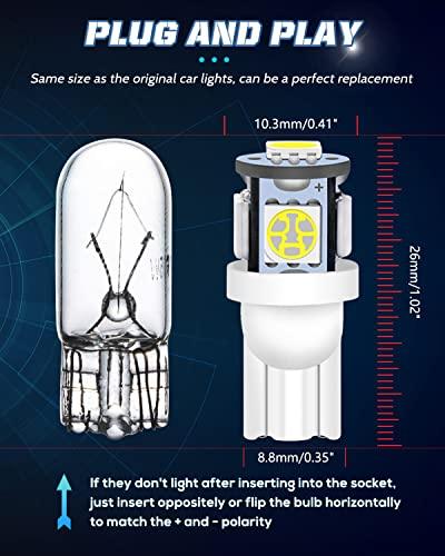 Alopee 30 Pack 194 Led Bulb White 6500K T10 Led Light Bulbs 5SMD 5050 ...