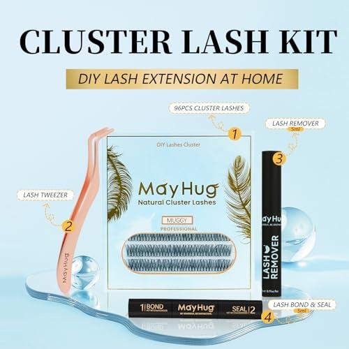 Mayhug Kit de extensiones de pestañas Cluster Lashes Nature C D Curl ...