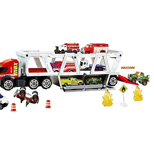 Matchbox Fire Rescue Hauler Playset Themed Hauler with 1 Fire-Themed ...
