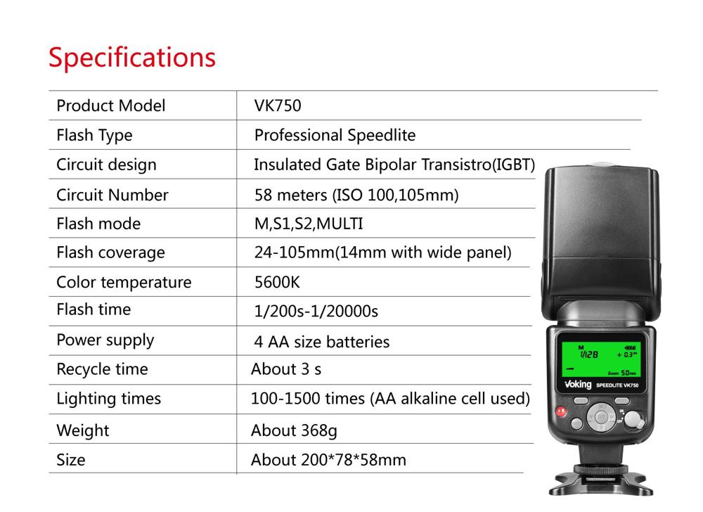 VOKING VK750 Manual LCD Display Universal Flash Speedlite Compatible ...