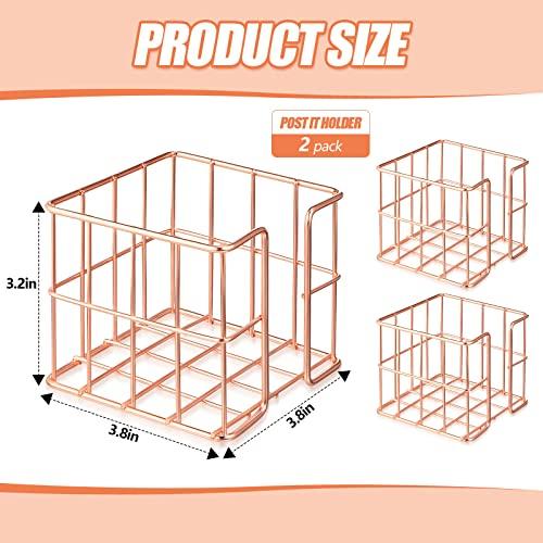 Harloon 2 Pcs Post Note Holder Rose Gold Sticky Note Holder Cute Memo ...