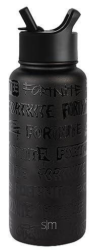 Botella de agua Fortnite simple y moderna con tapa de pajita, termo de ...