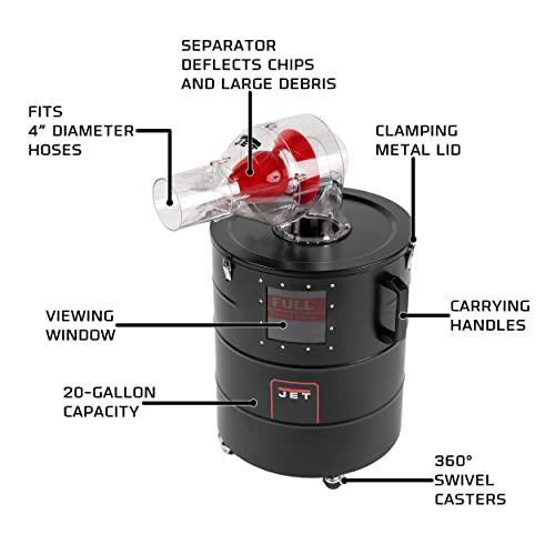 JET Cyclone Dust and Chip Separator with 20-Gallon Bin (717650) Black ...