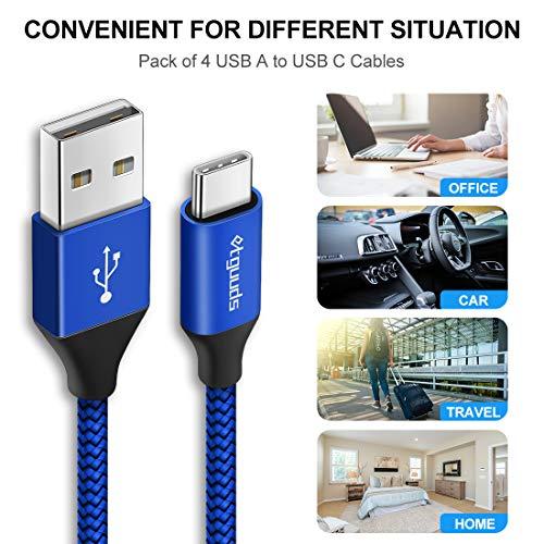 etguuds [2 unidades, cable USB tipo C de 6 pies 3A de carga rápida, cable de carga USB A a USB C ...