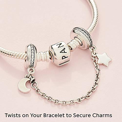 PANDORA Jewelry Half Moon and Star Safety Chain Cubic Zirconia Charm in ...
