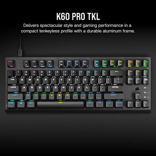 CORSAIR K60 RGB TKL RGB Teclado para juegos con cable óptico-mecánico sin teclas - Interruptores ...