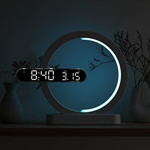 mooas Moonlight Nightlight Reloj LED dual, Despertador digital, Modo 12/24H, Alarma y repetición ...