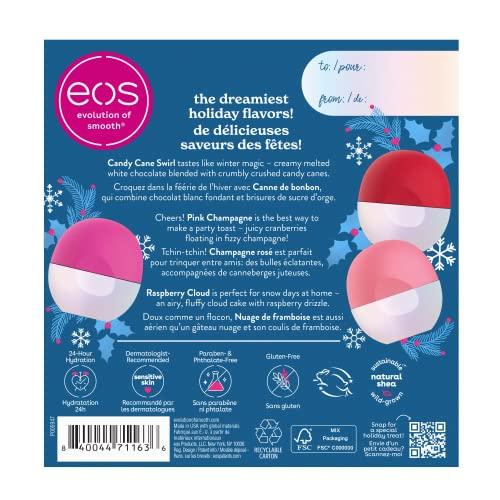 EOS Holiday Lip Balm Spheres, Candy Cane Swirl, Pink Champagne, and ...
