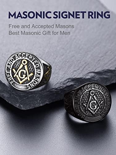 Bandmax Anillos masónicos para hombres, Anillos de sello para hombre de ...