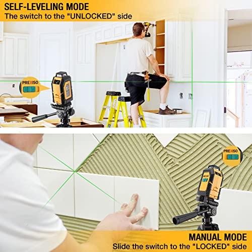 PREXISO 360° Laser Level with Tripod, 100Ft Self Leveling Cross Line ...