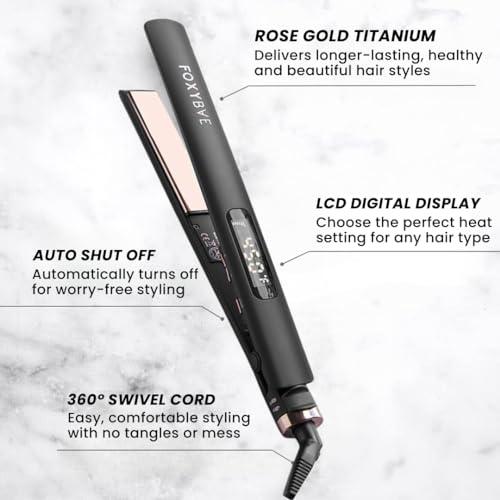 Plancha plana de titanio FoxyBae - Plancha de cabello elegante TRÉS ...