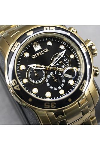 Reloj Invicta Pro Diver Collection cronógrafo chapado en oro de 18 k ...