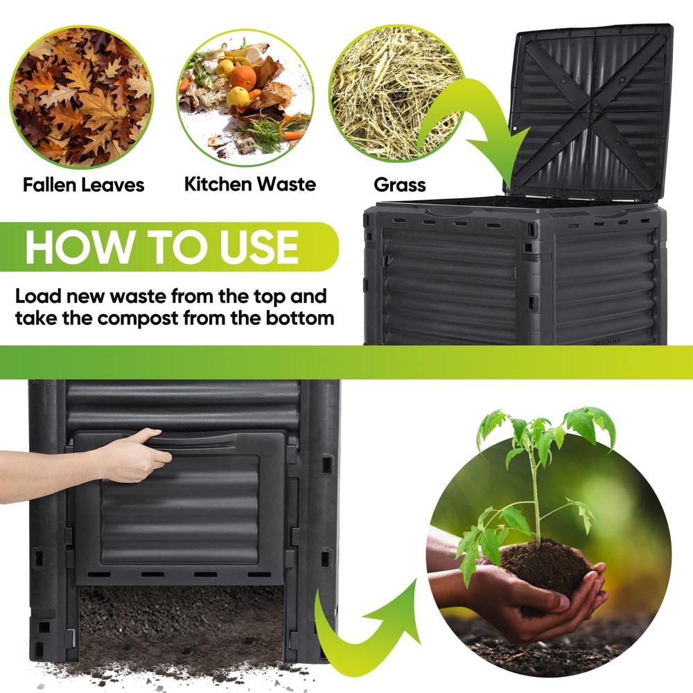 F2C Garden Compost Bin from BPA Free Material -80 Gallon(300 L) Large ...