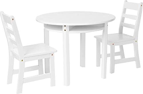 Lipper International Mesa Infantil Redonda con Estante y 2 Sillas, Blanco - Color Blanco Pintado ...
