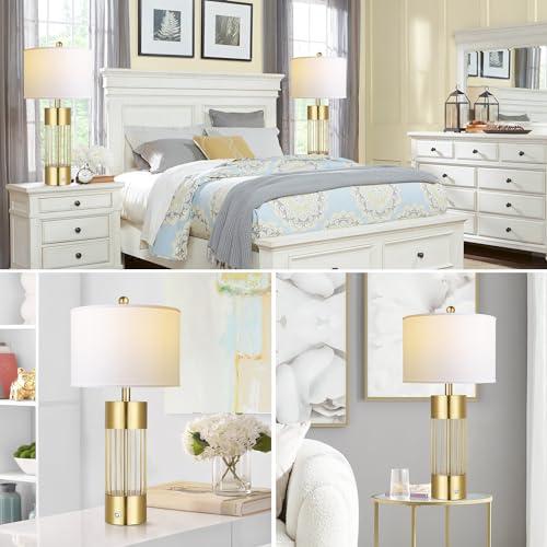 Hamucd Juego de 2 lámparas de mesa doradas con control táctil para sala ...