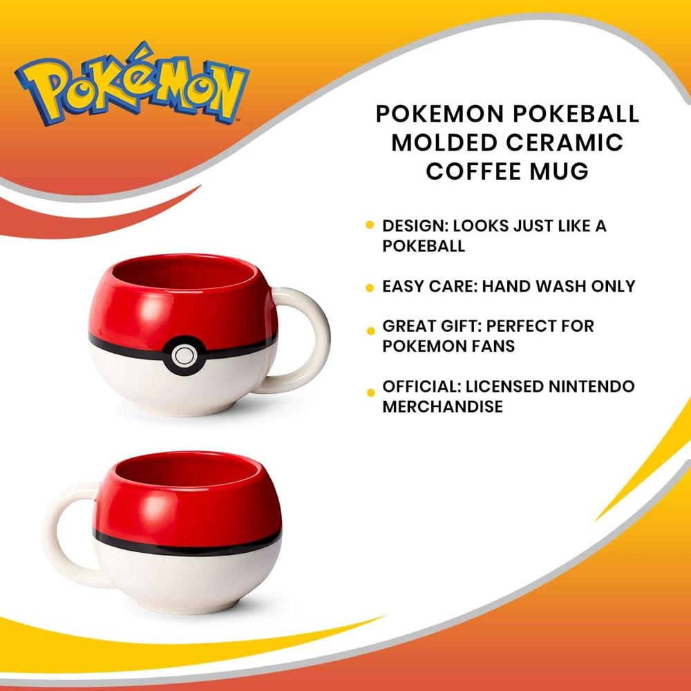 JUST FUNKY Official Pokemon Pokeball Molded Mug - Ceramic Cup for Hot ...