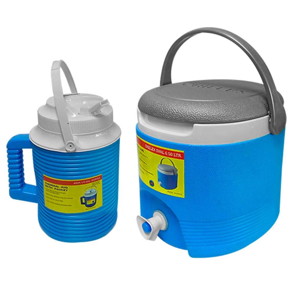Set De 2 Termo Hieleras Con Dispensador Celeste 6 LTR + 0.5 GAL ...