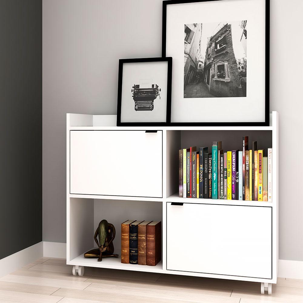 Kalea, Librera Atila, 4 Divisiones y 2 Puertas, Con Melamina Blanca ...